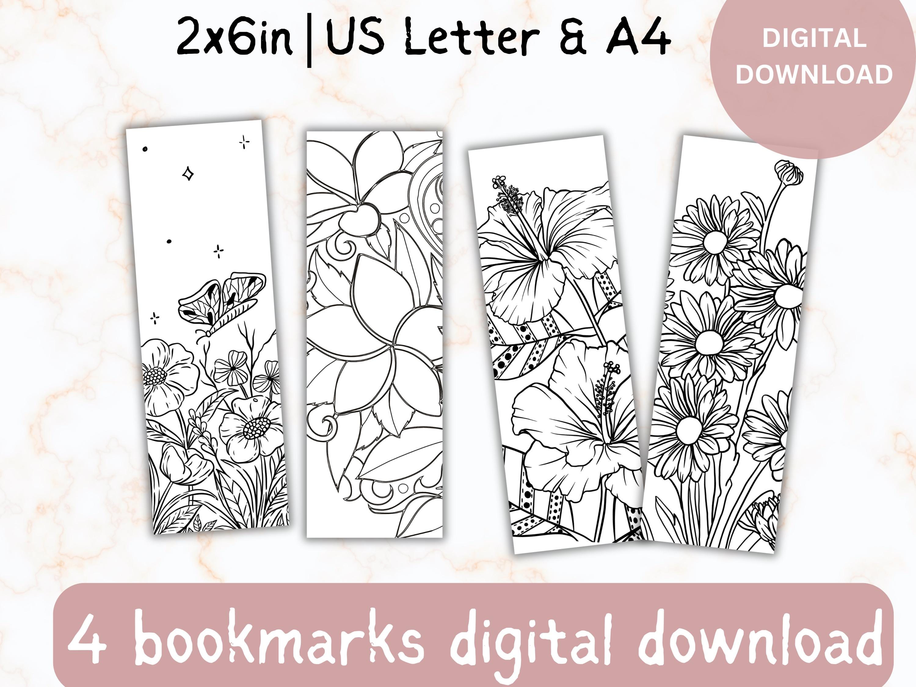 Printable Bookmarks Botanical Coloring Bookmarks Digital Print Book ...