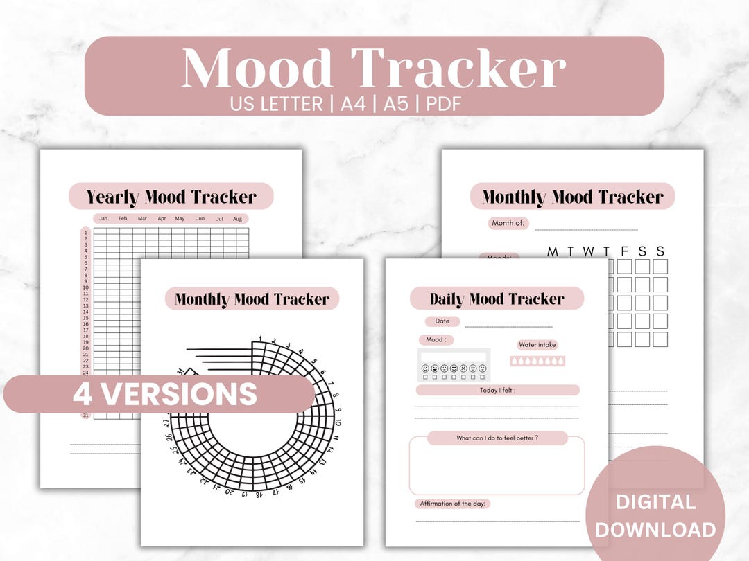 Mood Tracker Printable Planner for Mental Health and Well-being | Daily ...