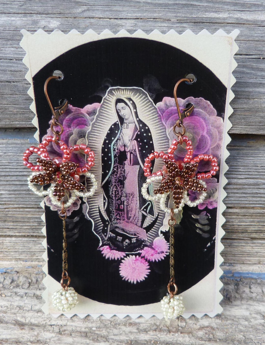 Ronde Handmade in France Long Tassels Floral Dangles Earrings on ...