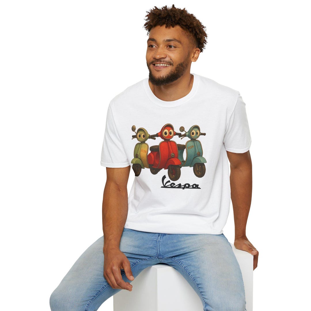 Vespa Scooter 3D Pixar Style T-shirt, Retro Moped Tee, Vintage ...