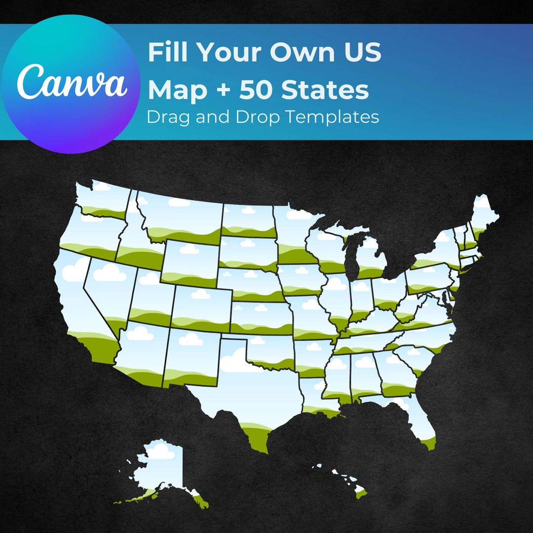Fill Your Own US Map, Drag and Drop Photo, Canva United States Map ...