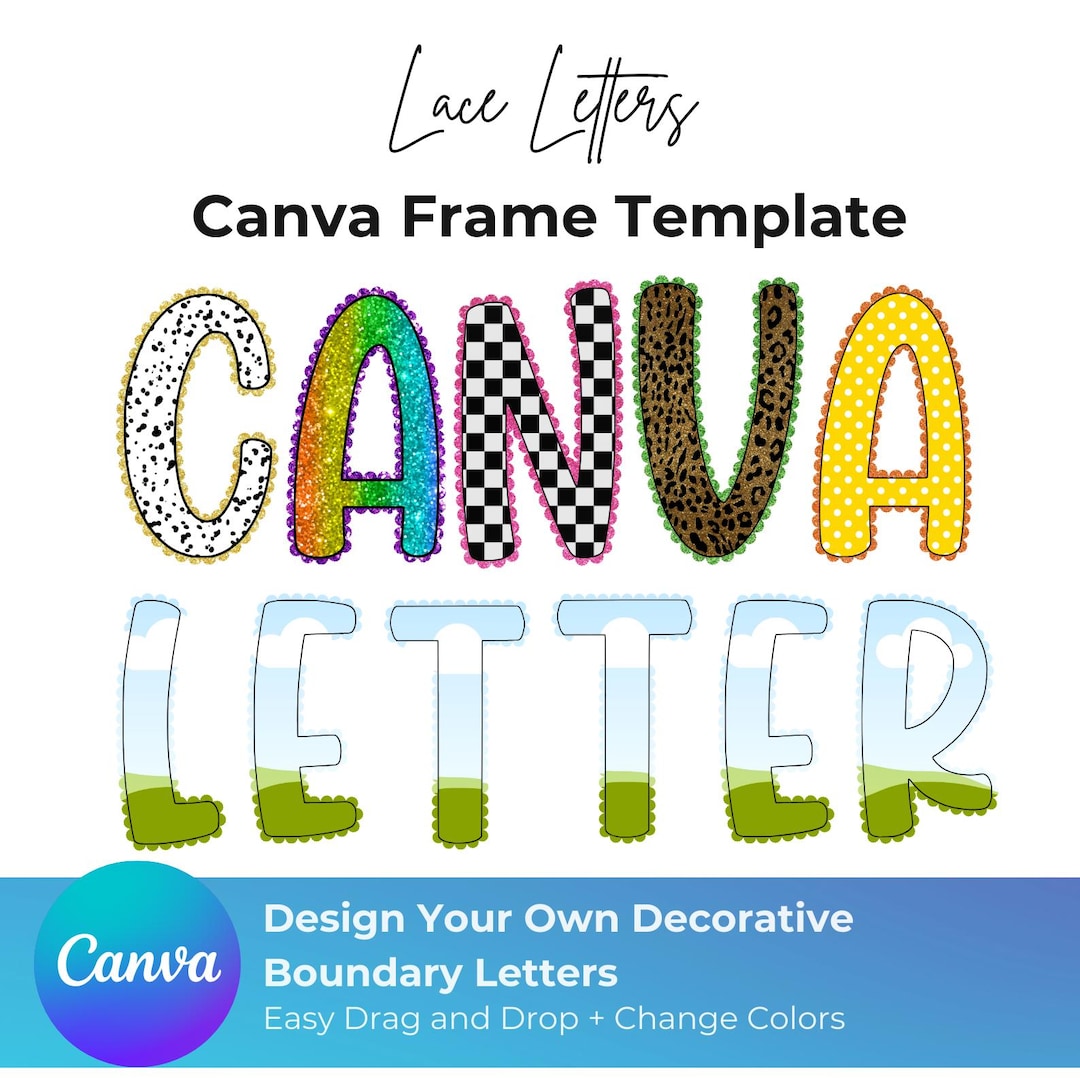 Lace Boundary Letters Canva Frames: Editable Alphabet & Numbers ...