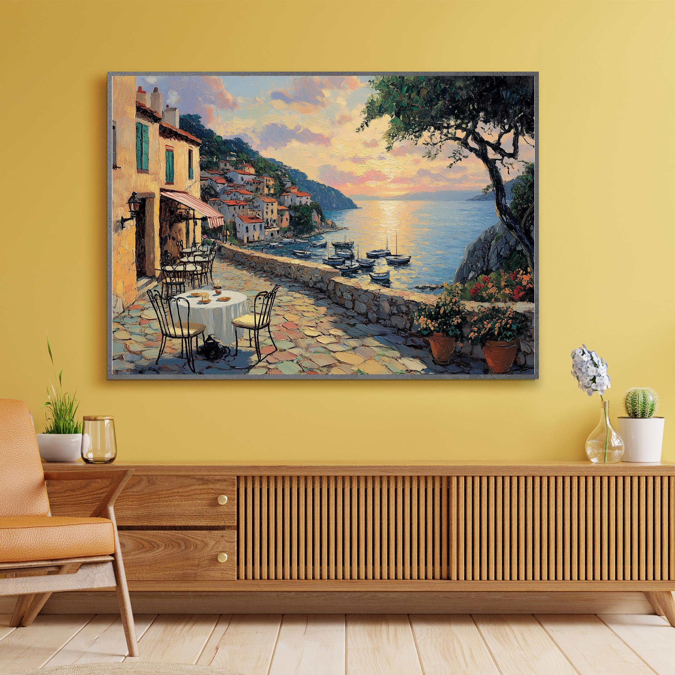 French Riviera at Dawn | Seaside Village Art | Digital Print #082 - Etsy
