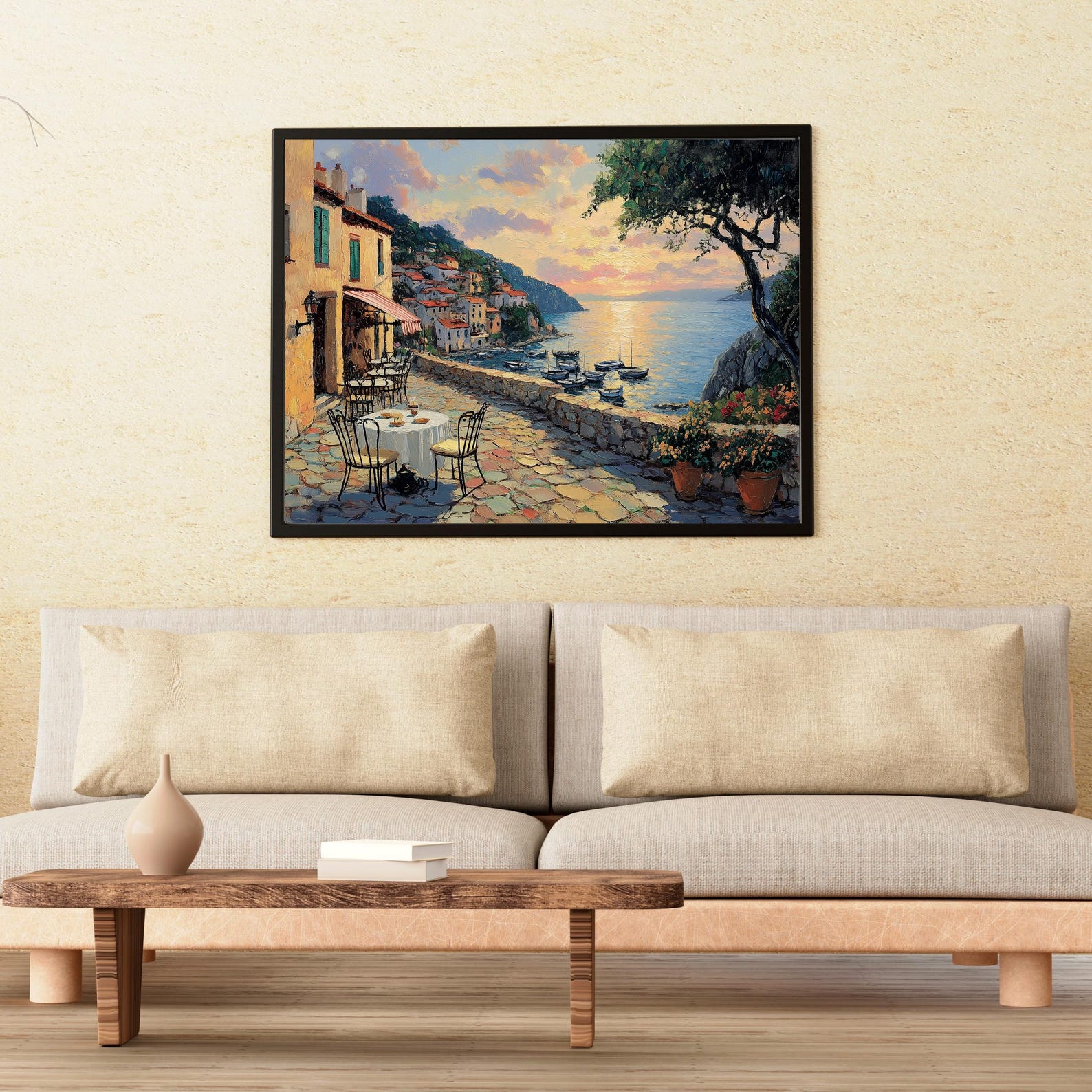 French Riviera at Dawn | Seaside Village Art | Digital Print #082 - Etsy