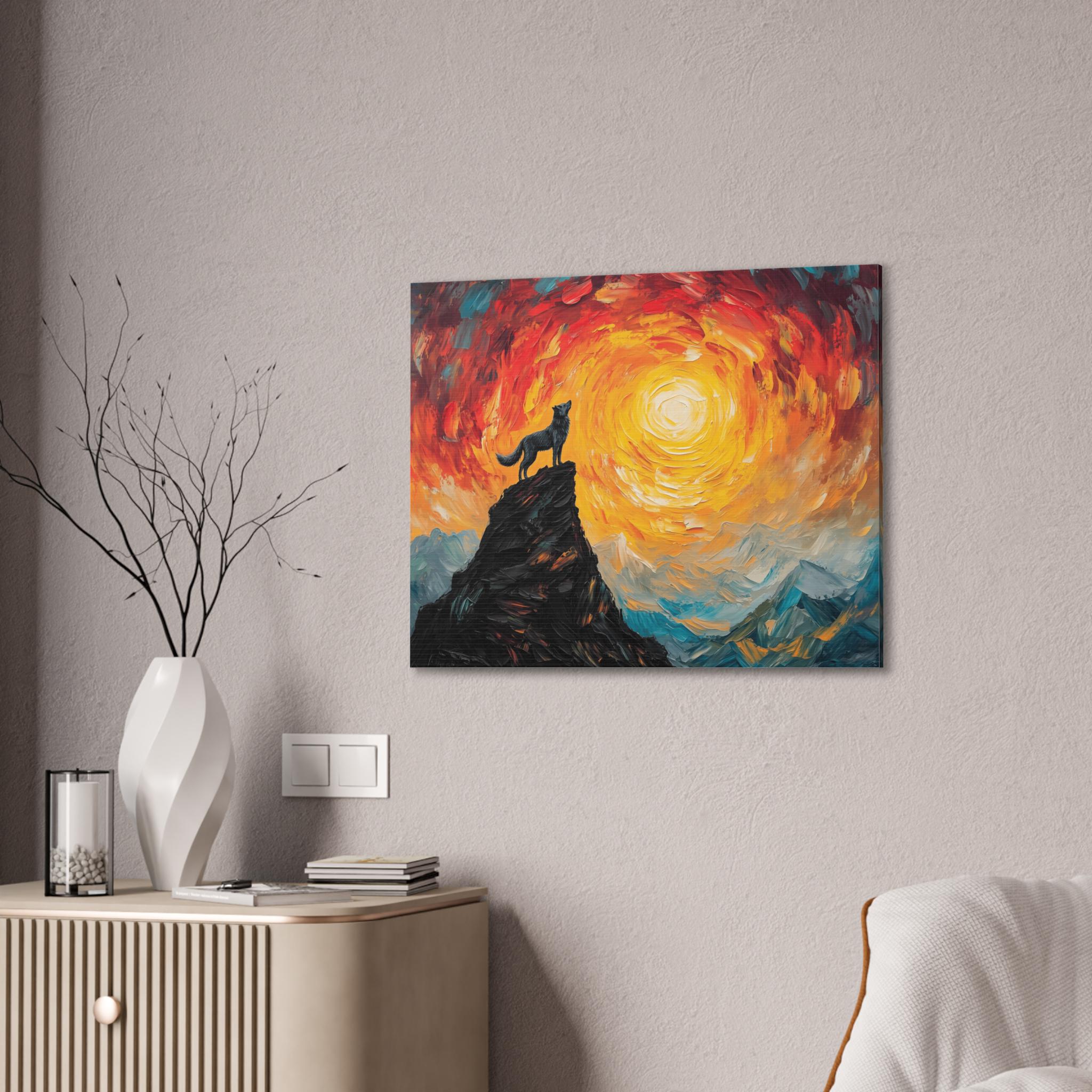 The Lone Wolf at Twilight | Van Gogh Wildlife Art | Canvas Print 0.75 ...