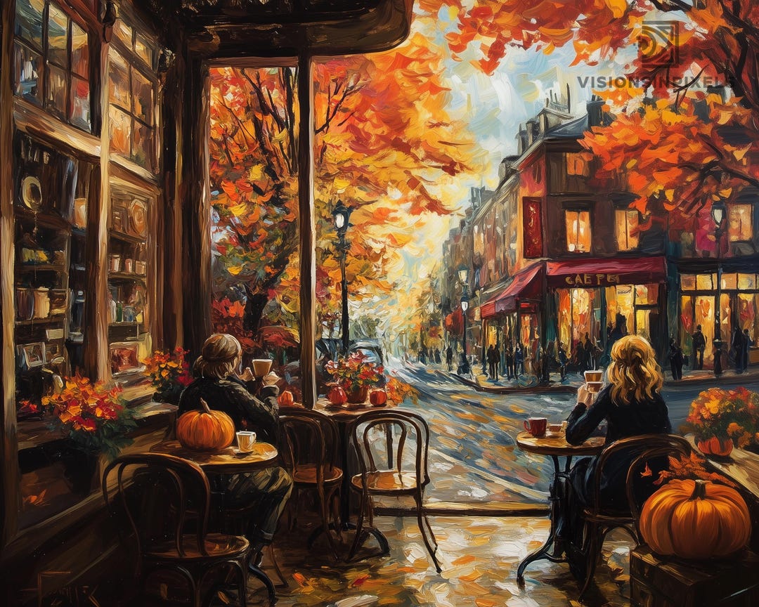 Van Gogh Inspired Autumn Cafe Print: Cozy City Scene (digital Download ...