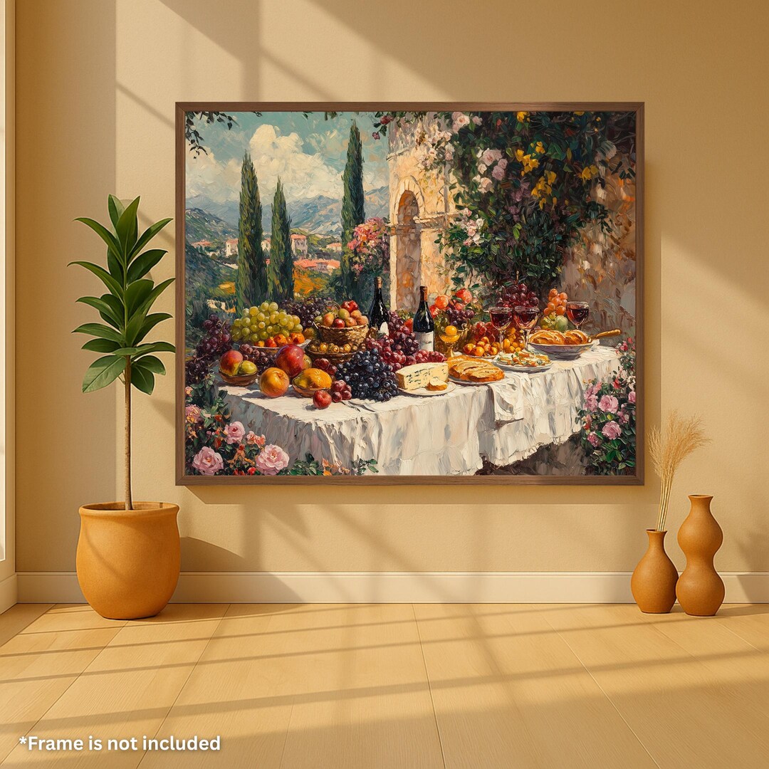 Castle Garden Banquet | Medieval Feast Art | Van Gogh Style | Canvas ...