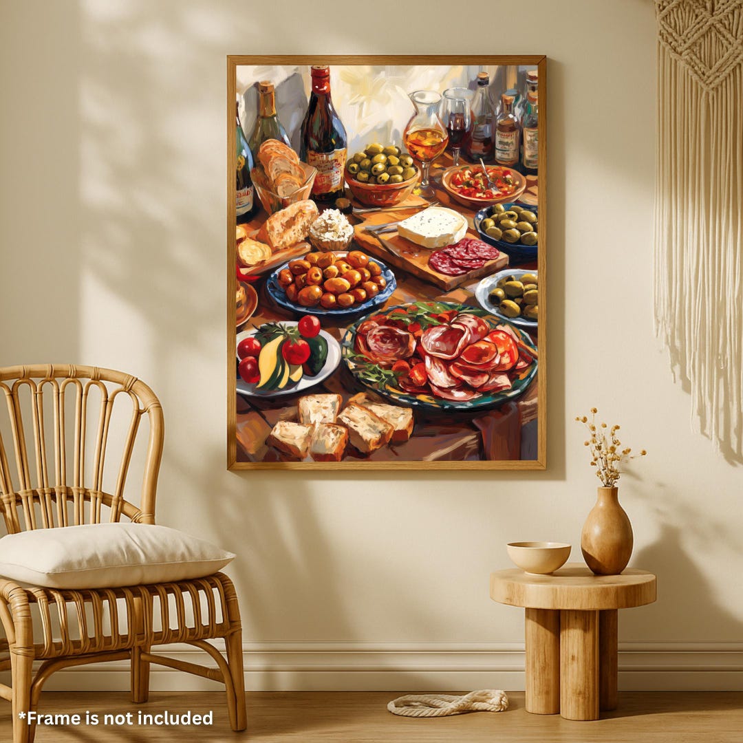 Spanish Tapas Spread | Culinary Delight Art | Canvas Print 0.75" - Etsy