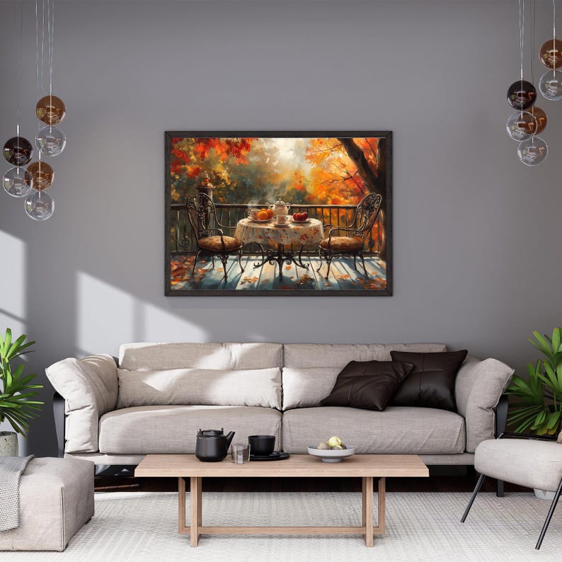 Van Gogh-inspired Autumn Tea on a Veranda | Cozy Fall Scene | Digital ...