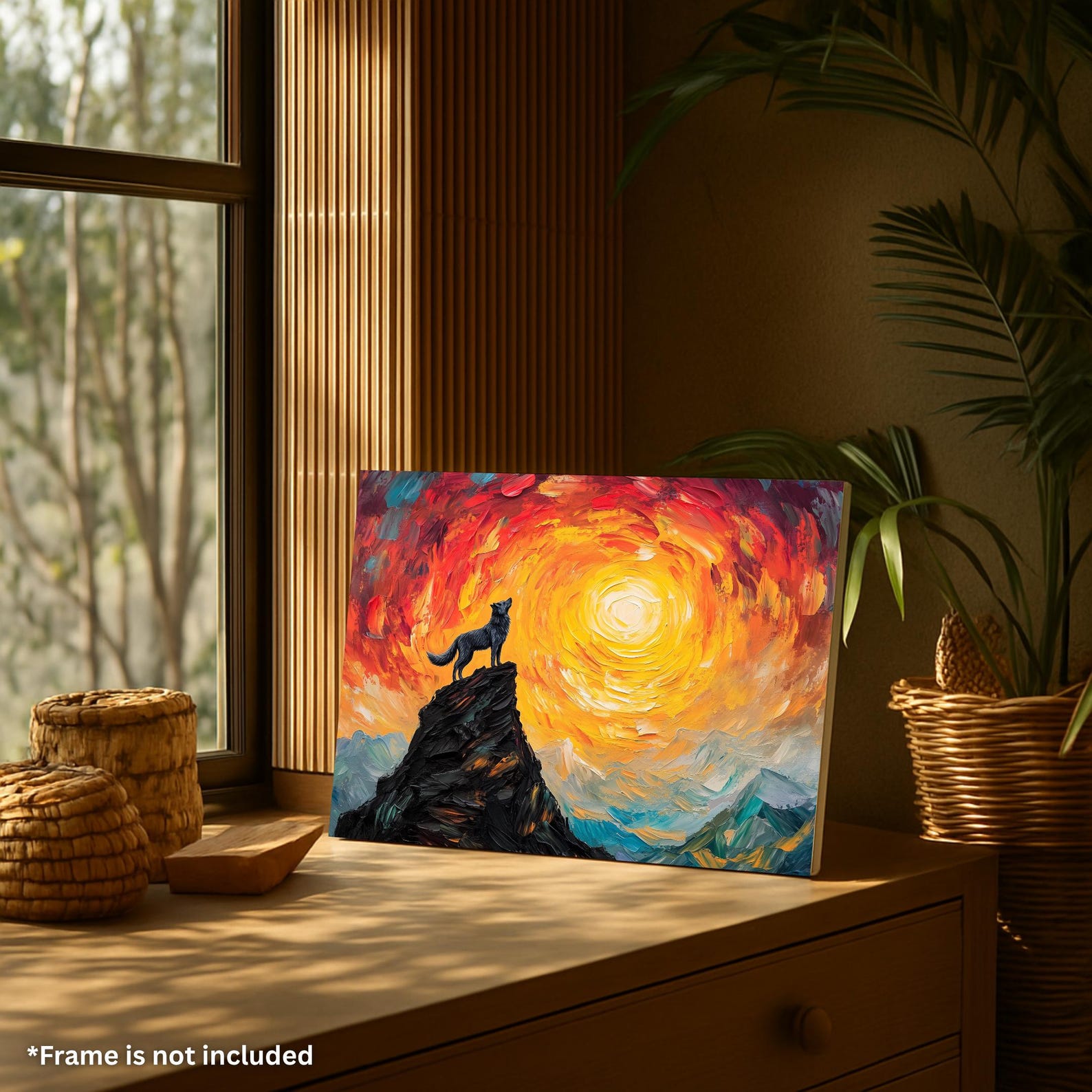 The Lone Wolf at Twilight | Van Gogh Wildlife Art | Canvas Print 0.75 ...