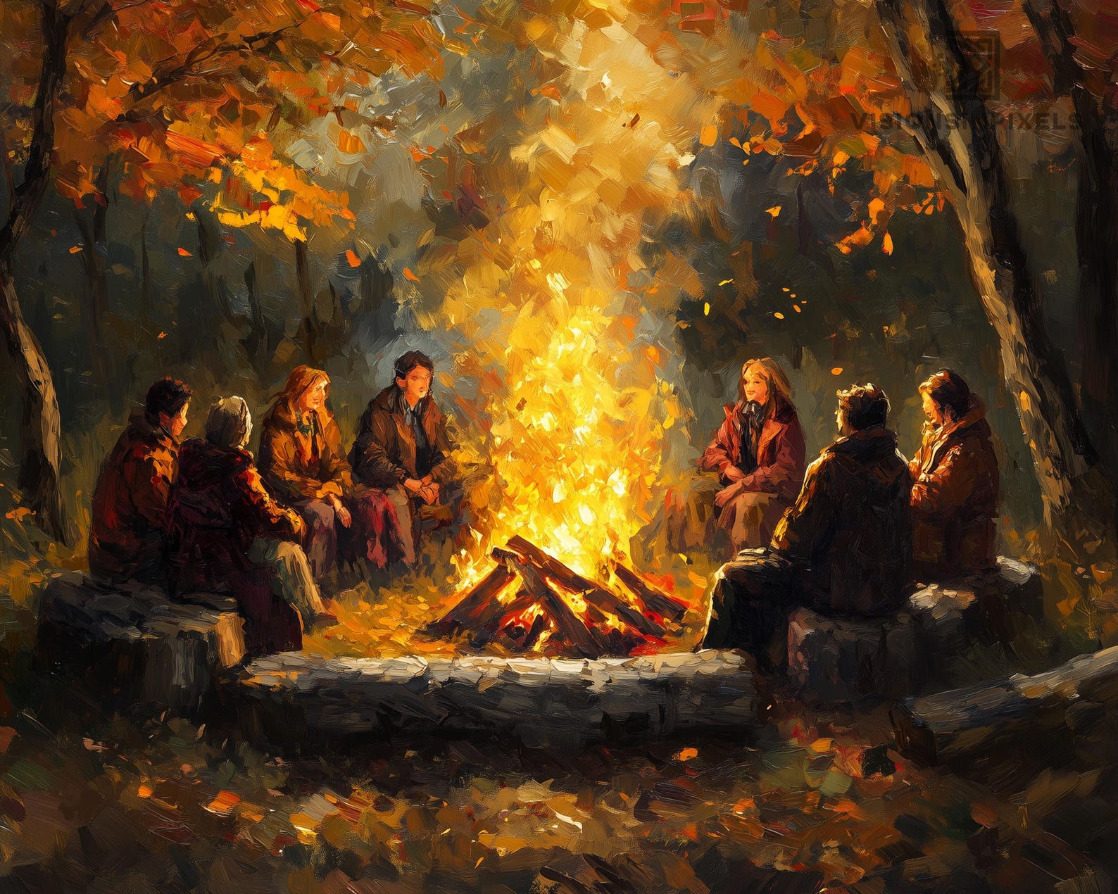 Autumn Bonfire Gathering | Fall Vibes | Digital Print #108 - Etsy