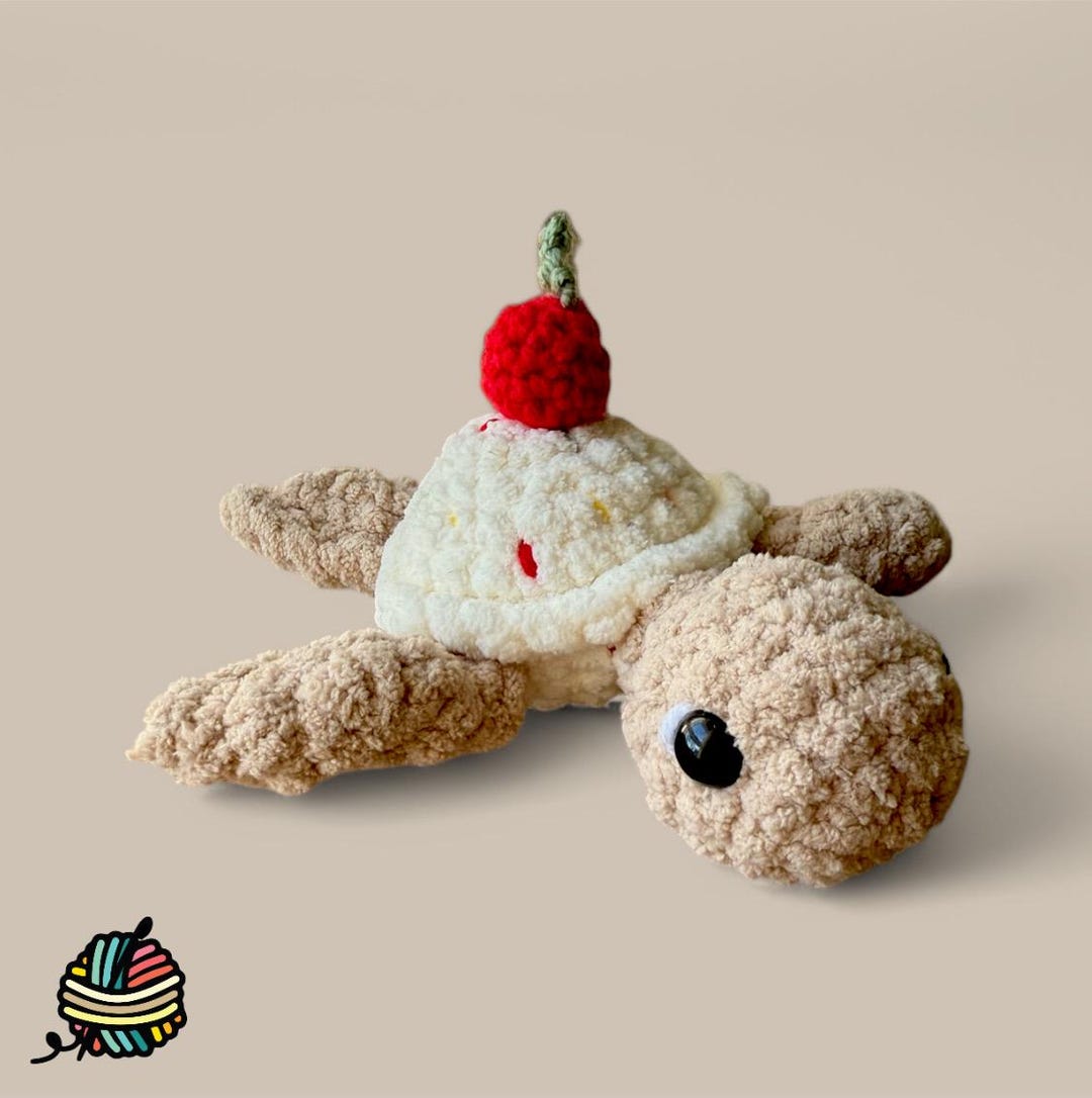 Ice Cream Sundae Turtle Plush - Crochet Turtle - Summer Turtle Plushy ...