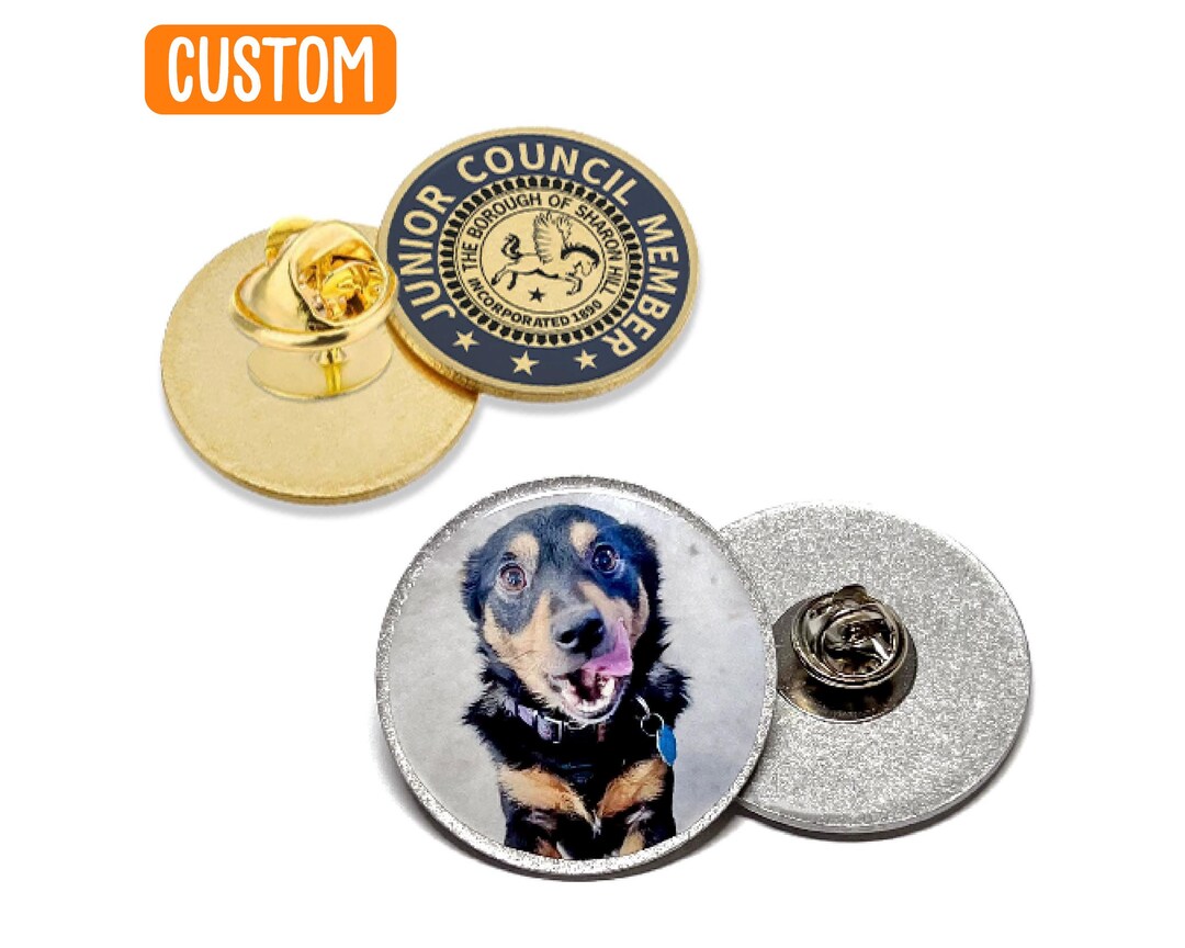 Custom Photo Lapel Pin: Personalized Resin Circle Pin, Silver or Gold ...