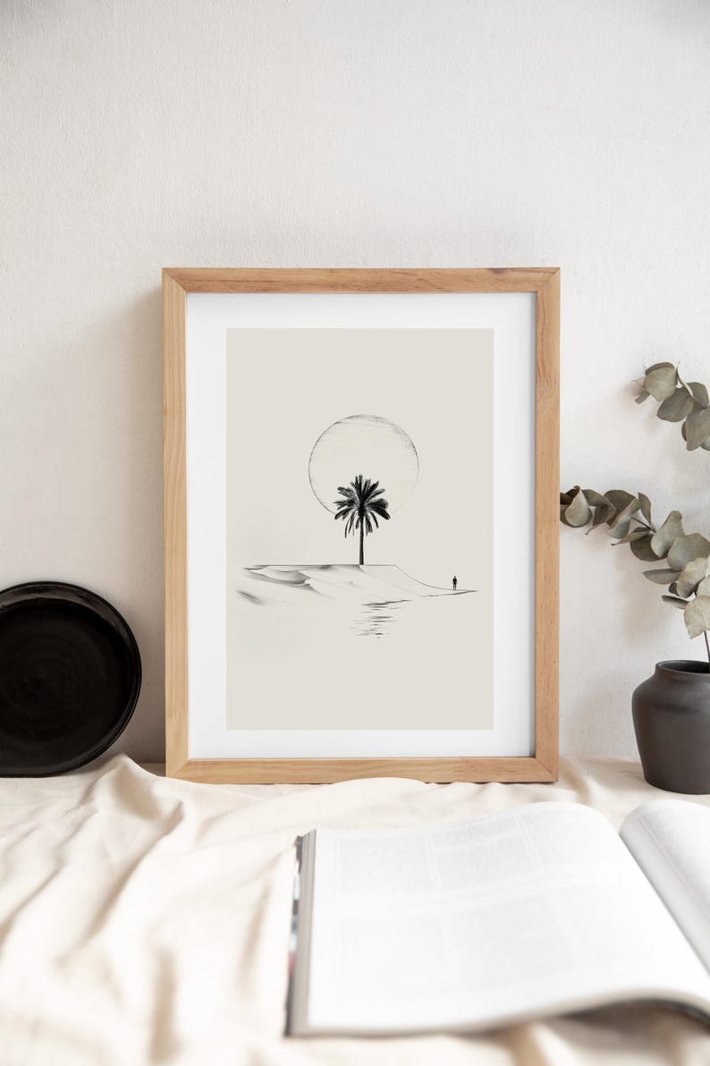 The Palm Oasis of Faith-art Print Minimalist Christian Wall Art Poster ...
