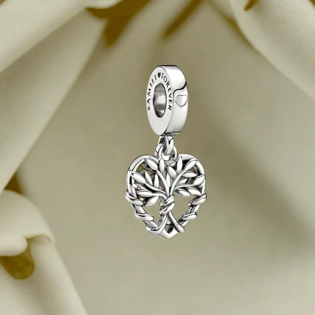 Heart Family Tree Dangle Charm Popular and Unique Silver Family ...