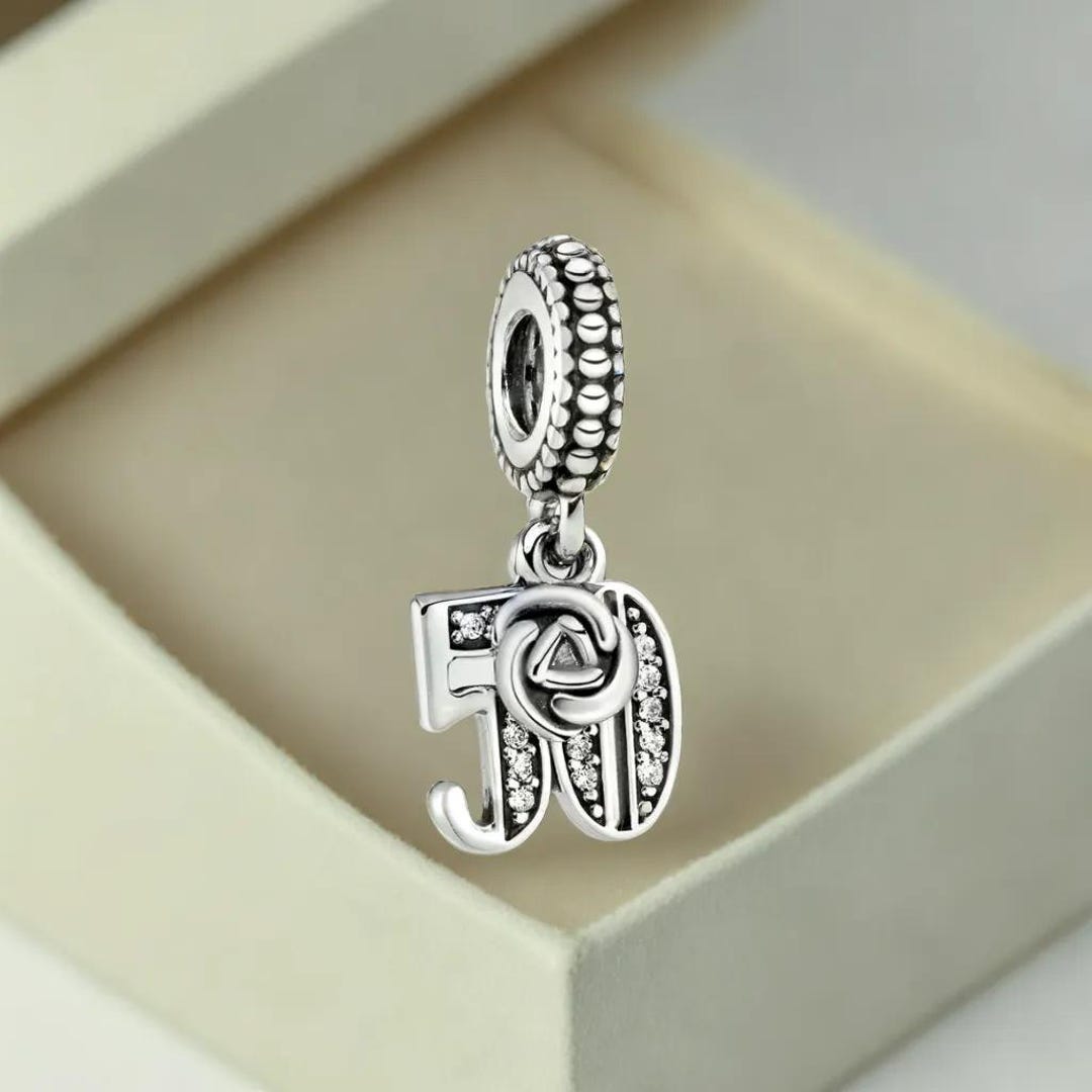 50th Celebration Dangle Charm Pandora Sparkling Rhinestone Bracelet ...