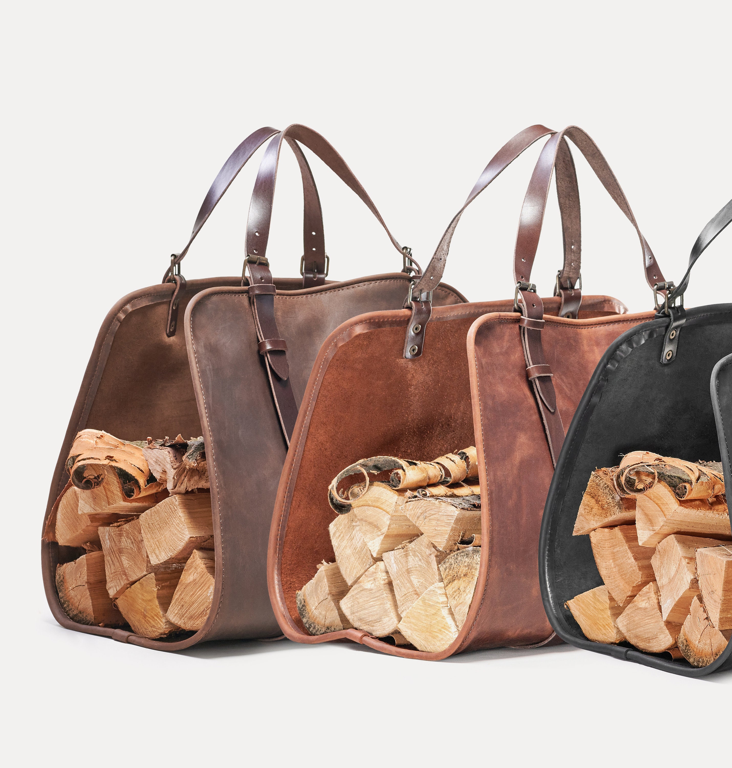 Leather Log Carrier Handmade Firewood Leather Carrier Fireplace Log ...