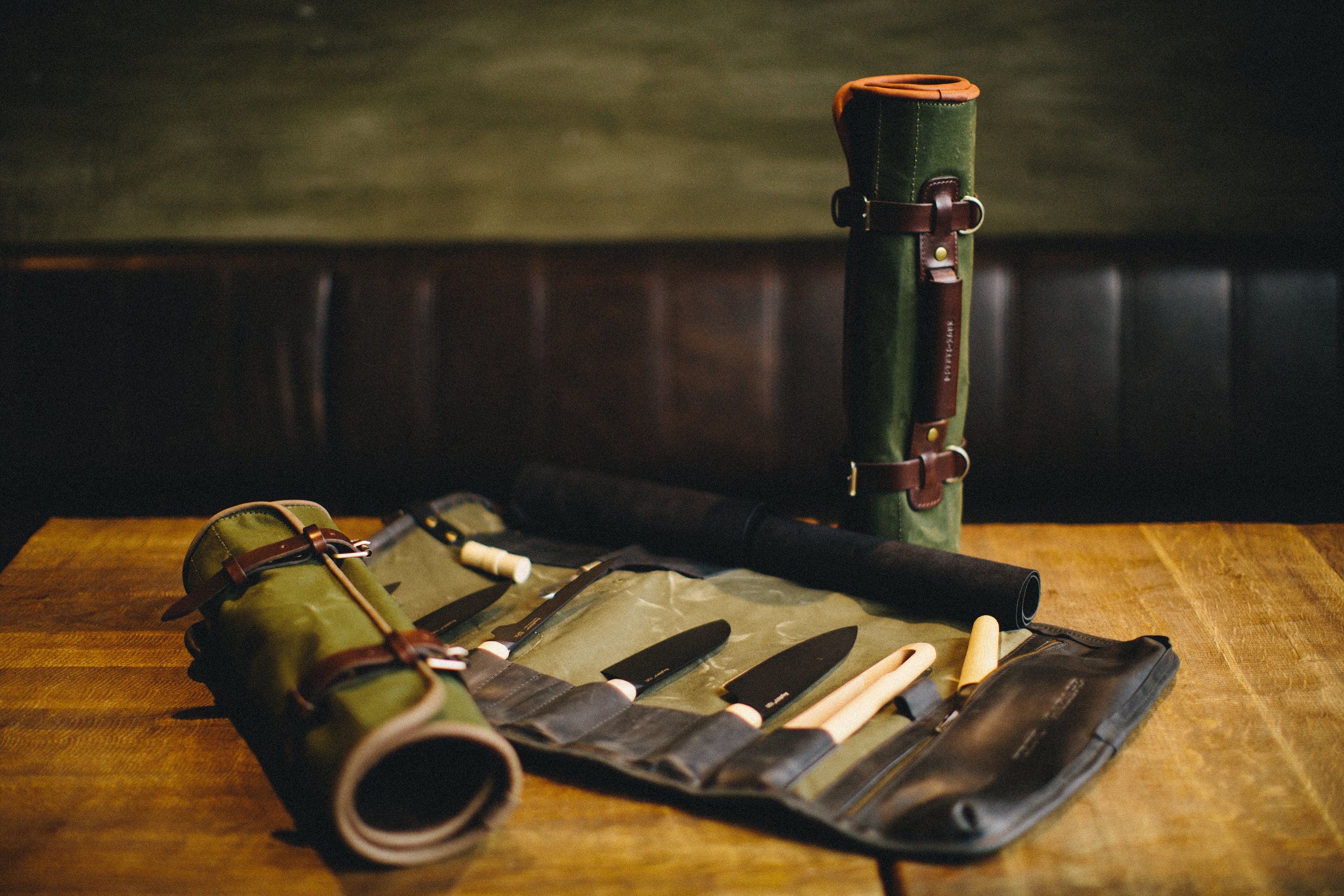 Utensils Roll Bag Chef Knife Bag Leather Knife Roll Tool Bag Knife ...