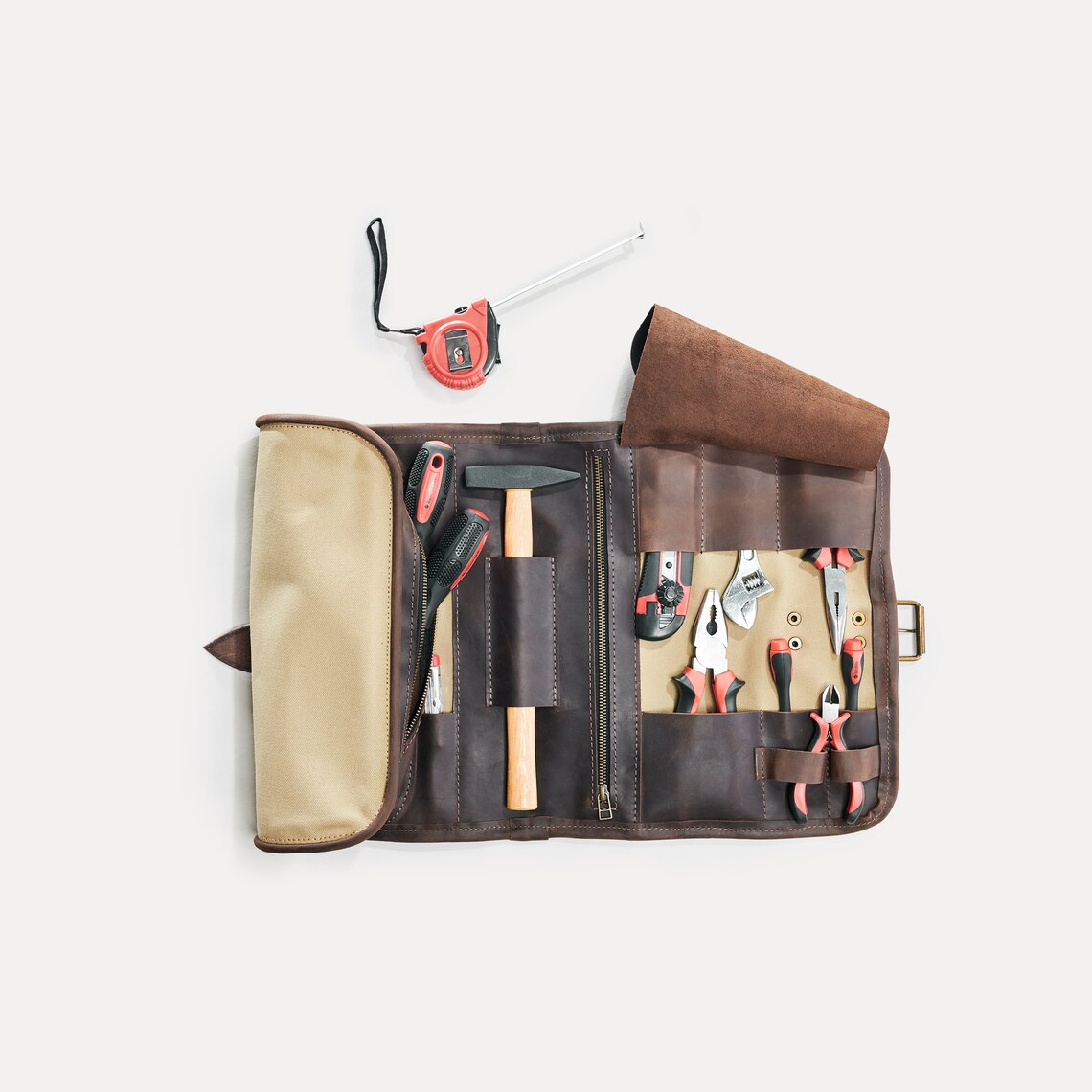 DIY Tool Roll up Pouch Multi-pocket Tool Roll Home Tools Storage Canvas ...