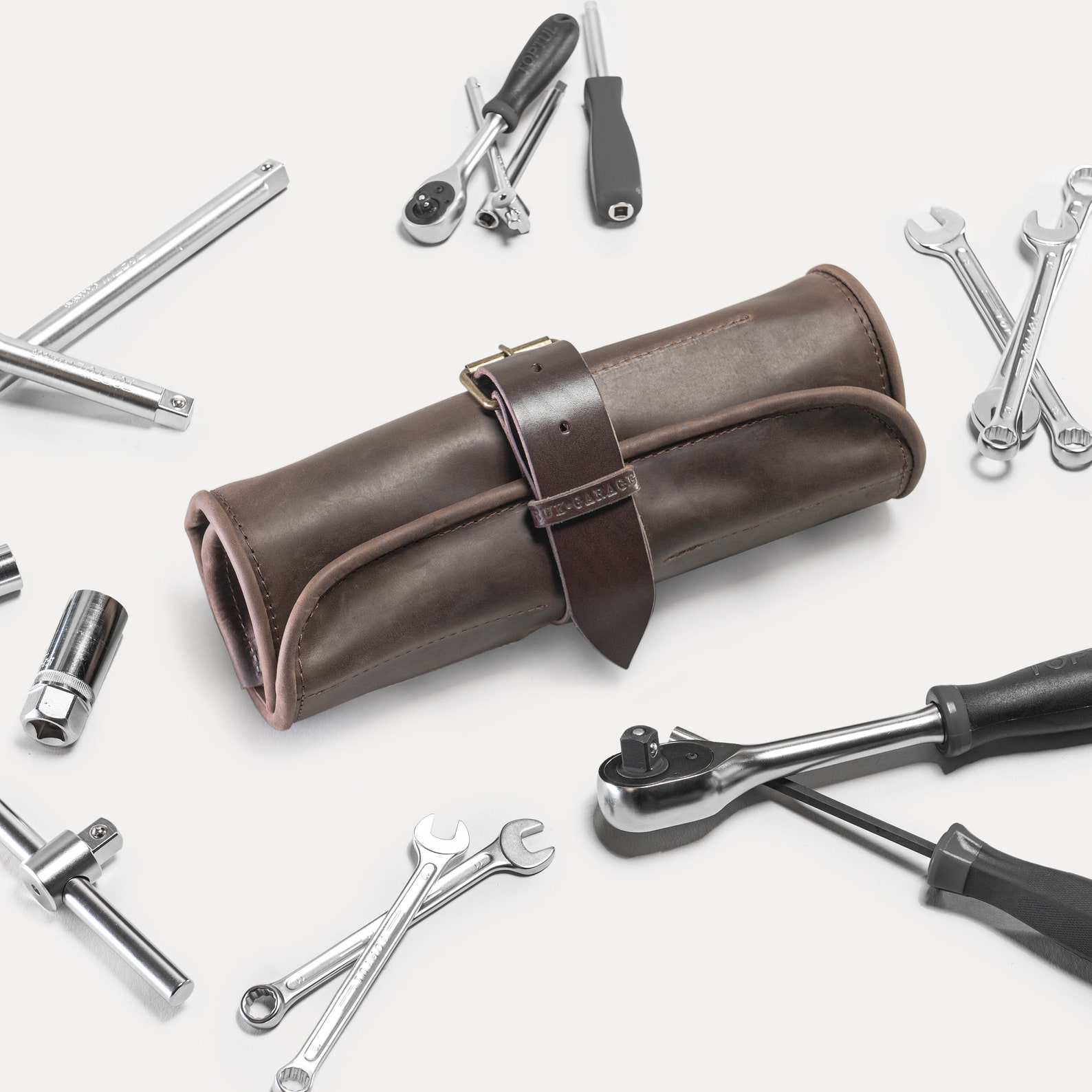 Leather Tools Roll Bag Garage Storage for Tools Trunk Organizer ...
