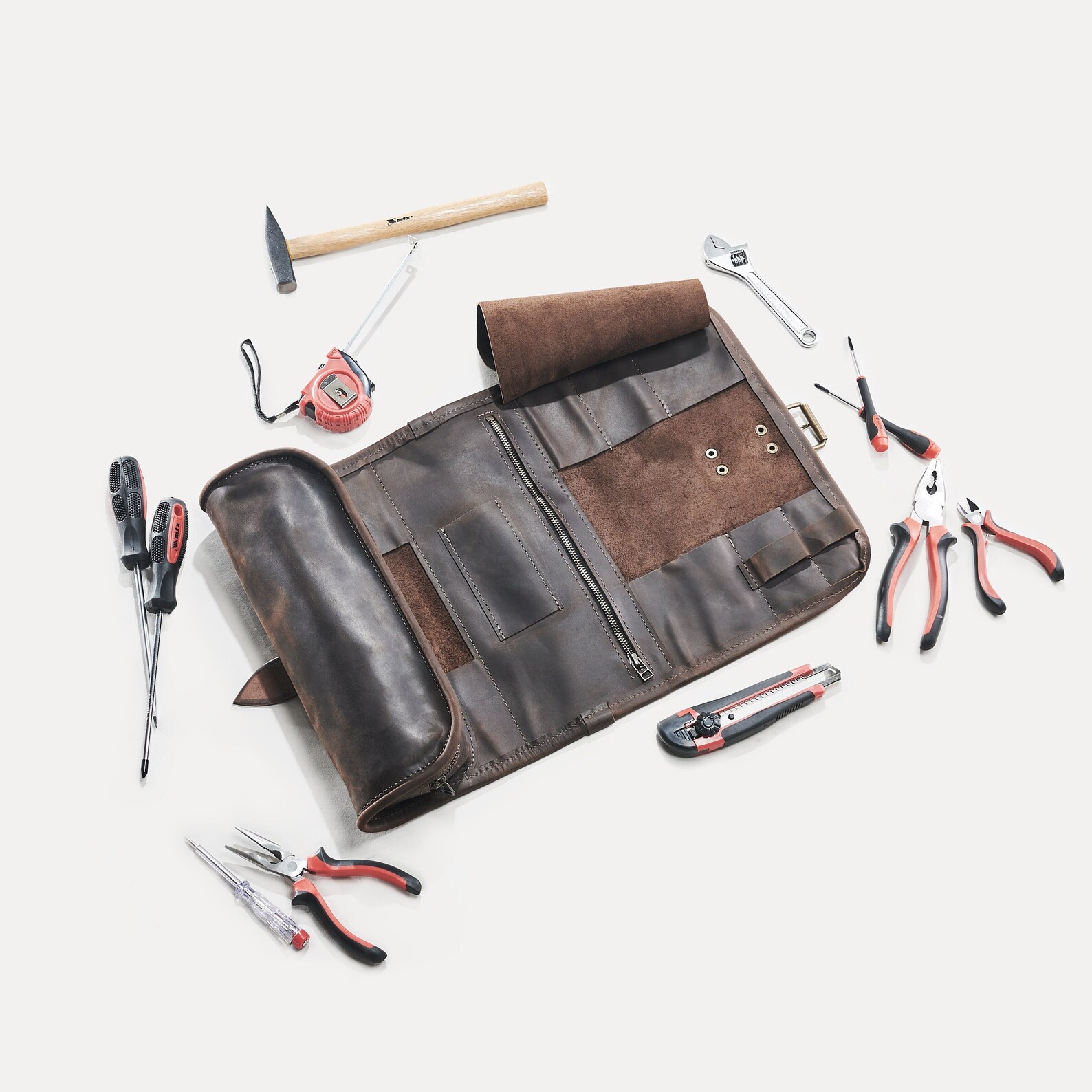 DIY Tool Roll up Pouch Multi-pocket Tool Roll Home Tools Storage Canvas ...