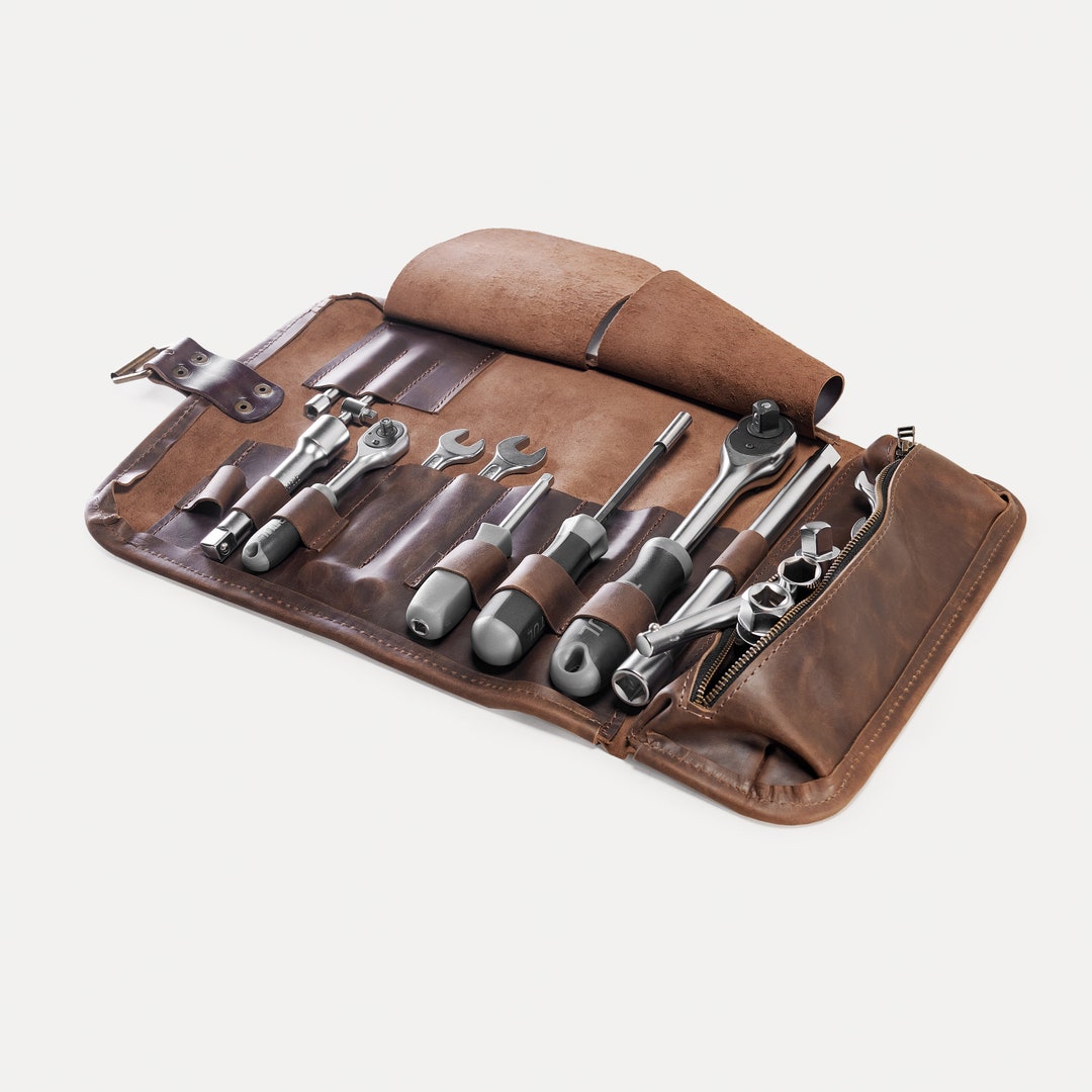 Leather Tools Roll Bag Garage Storage for Tools Trunk Organizer ...