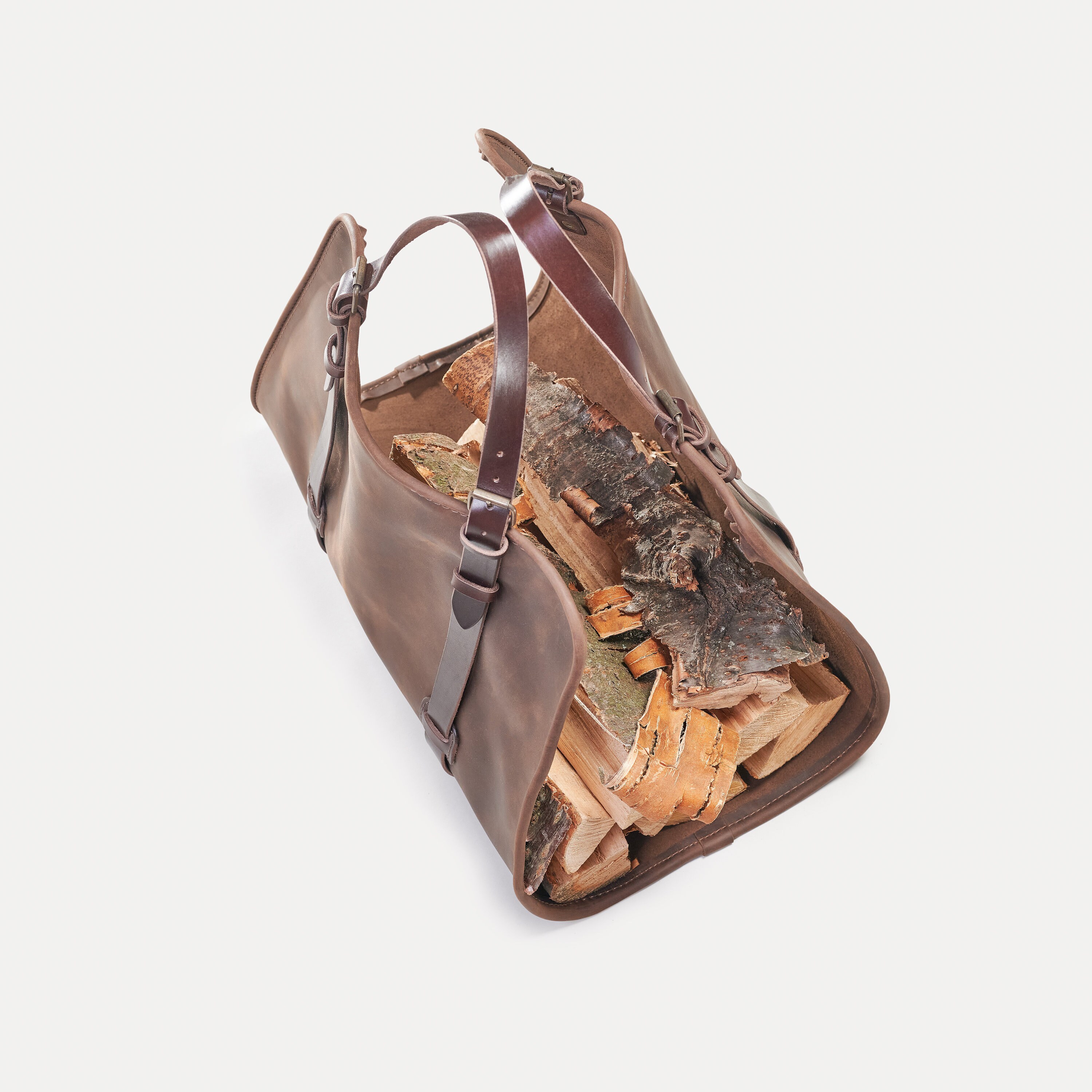 Leather Log Carrier Handmade Firewood Leather Carrier Fireplace Log ...