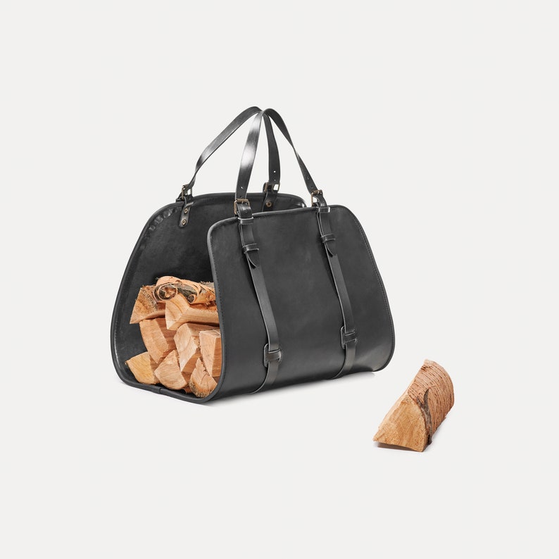 Leather Log Carrier Handmade Firewood Leather Carrier Fireplace Log ...