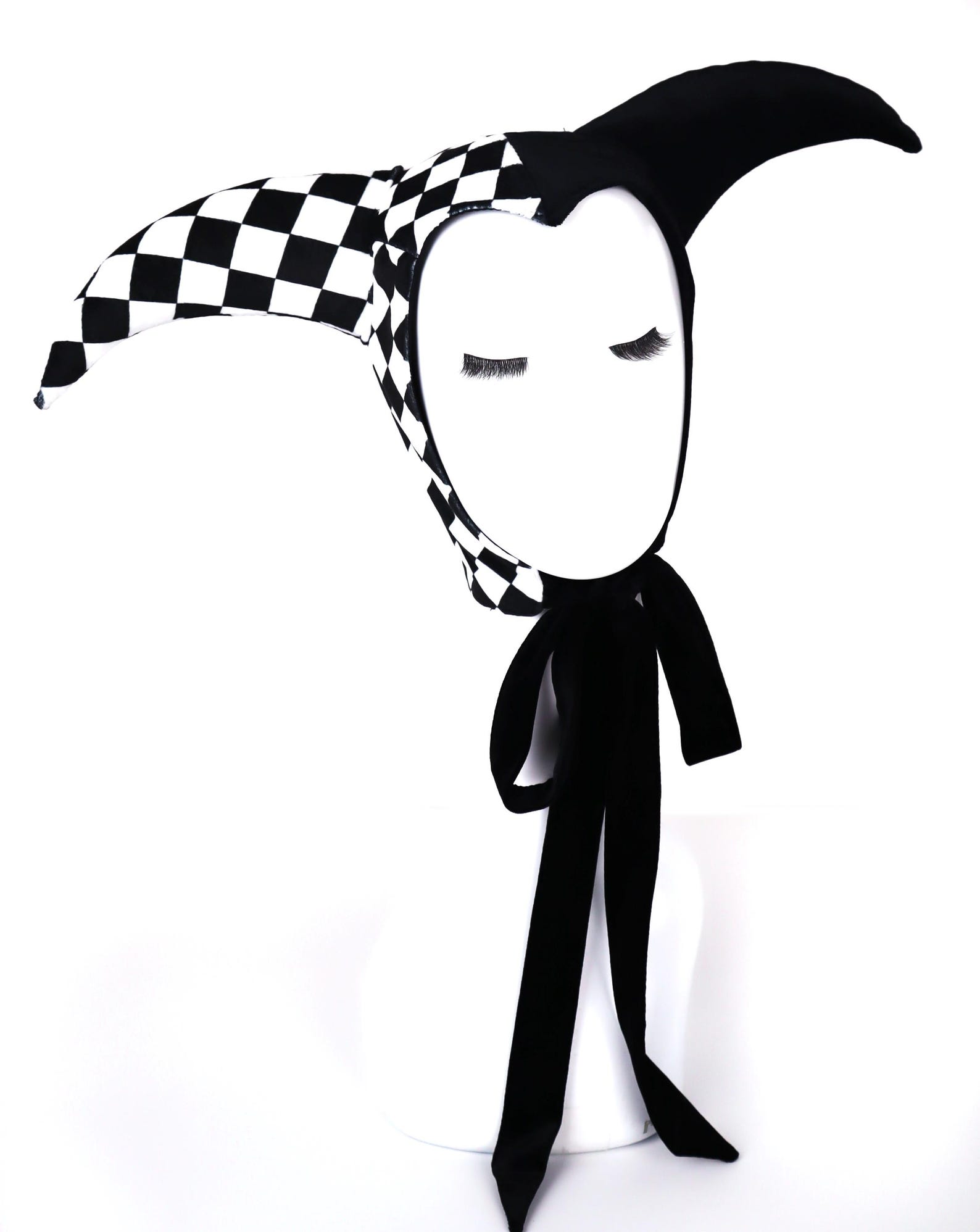 Jester Hat Harlequin Black Red Velvet Clown Bonnet Cap Costume Cosplay ...