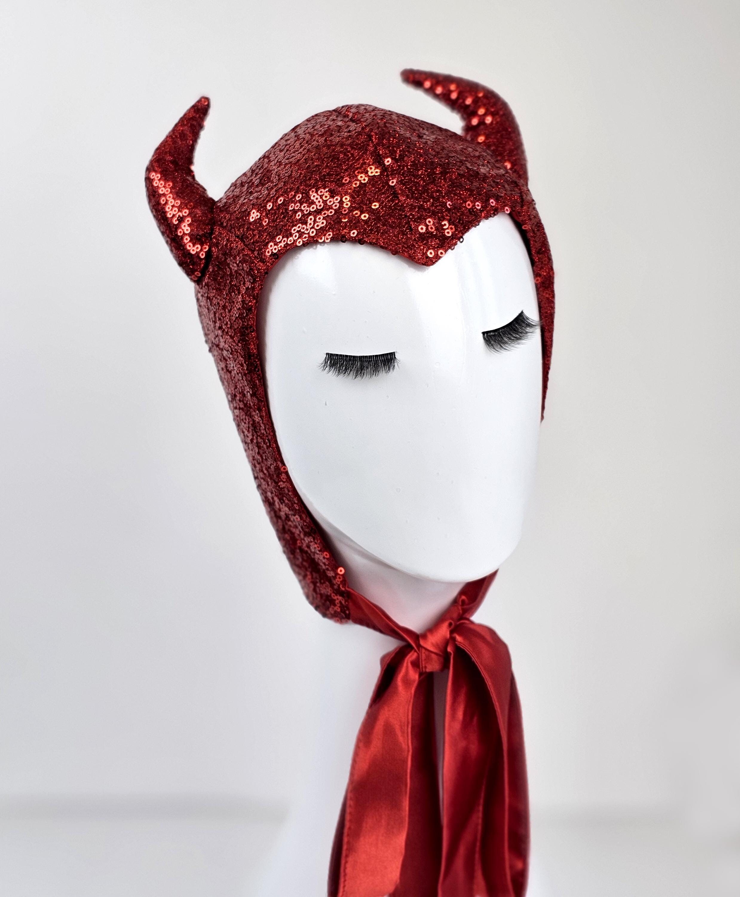 Red Devil Halloween Woman Bonnet With Horns Halloween Devil Woman ...