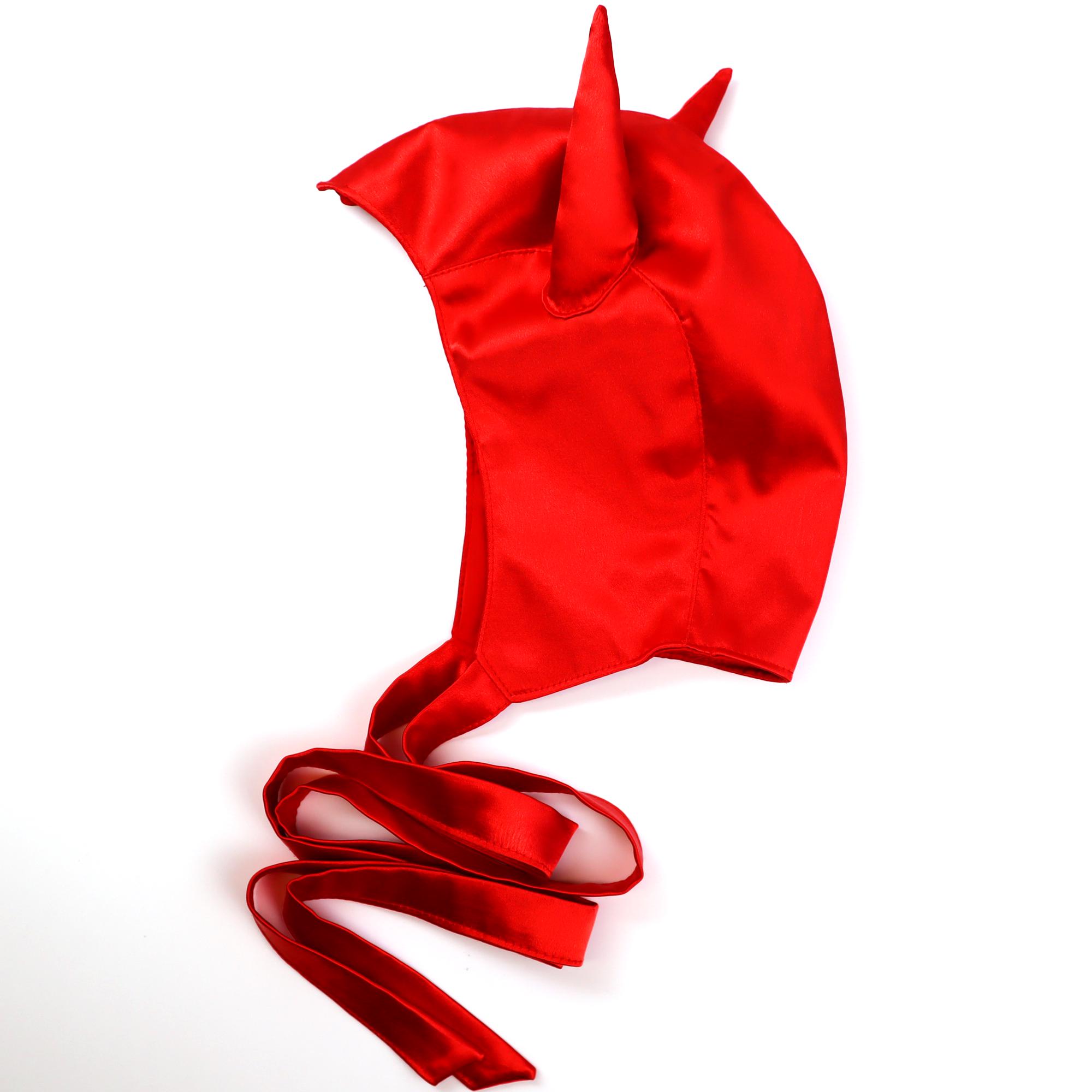 Red Evil Silk Satin Bonnet Horns Halloween Devil Woman Vintage Bonnet ...