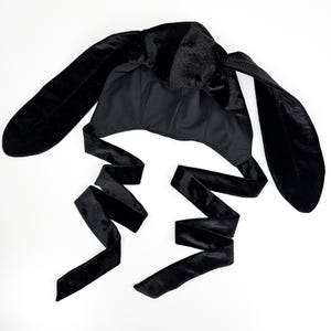Black Bunny Ears Hat Velvet Bonnet Halloween Woman Vintage Bonnet ...