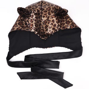 Cat Ears Bonnet Sequin Halloween Leopard Woman Vintage Bonnet Panther ...