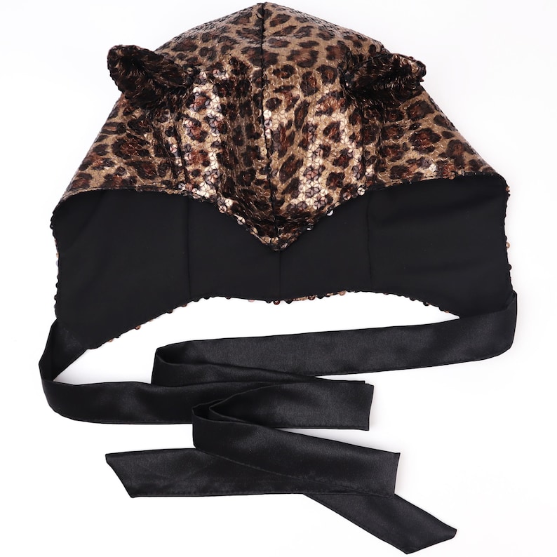 Cat Ears Bonnet Sequin Halloween Leopard Woman Vintage Bonnet Panther ...