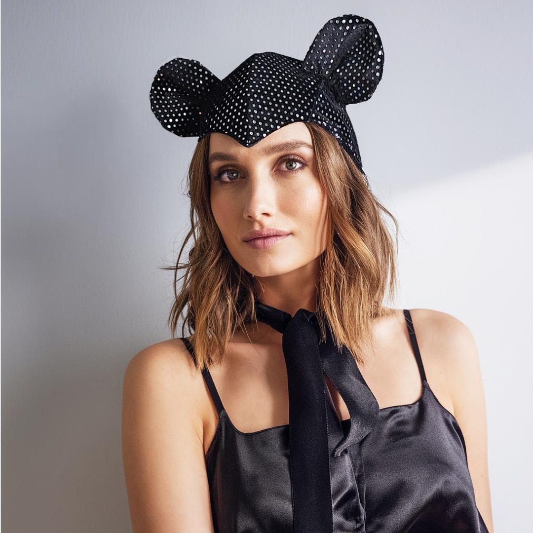 Mouse Bonnet Velvet Halloween Woman Vintage Black Bonnet Cosplay ...