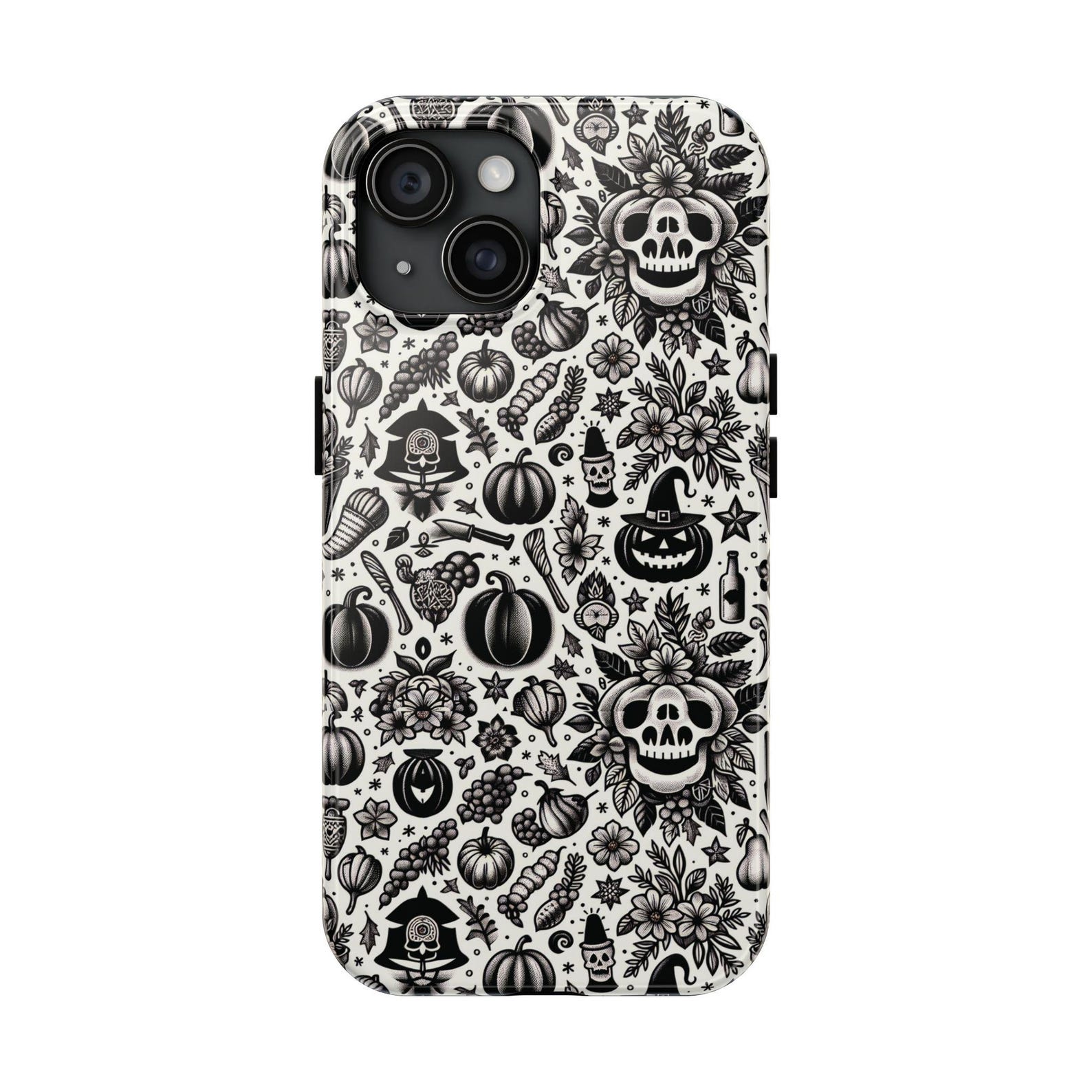 Edgy Falloholiday Style: White and Black Skull Pumpkin Phone Case - Etsy