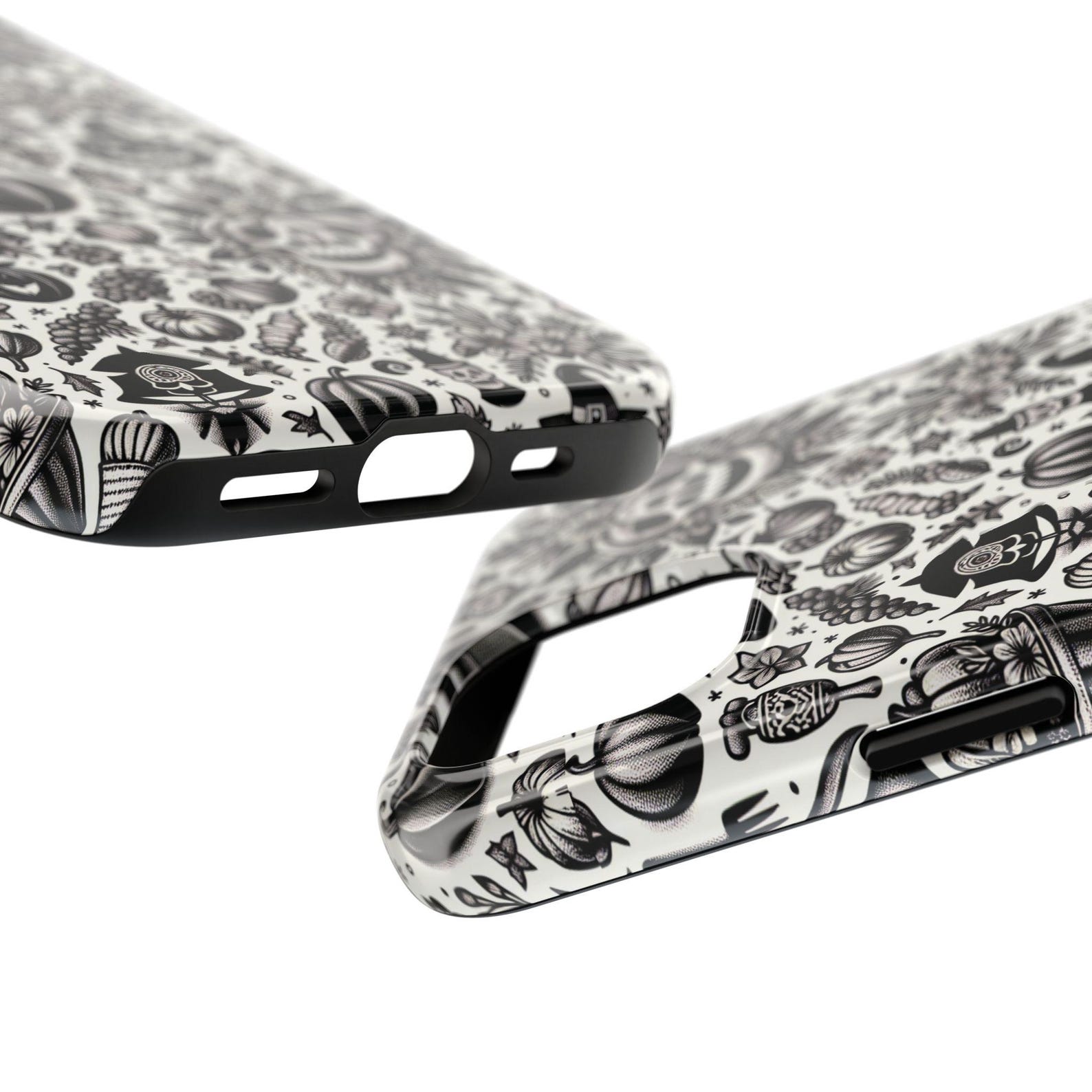 Edgy Falloholiday Style: White and Black Skull Pumpkin Phone Case - Etsy