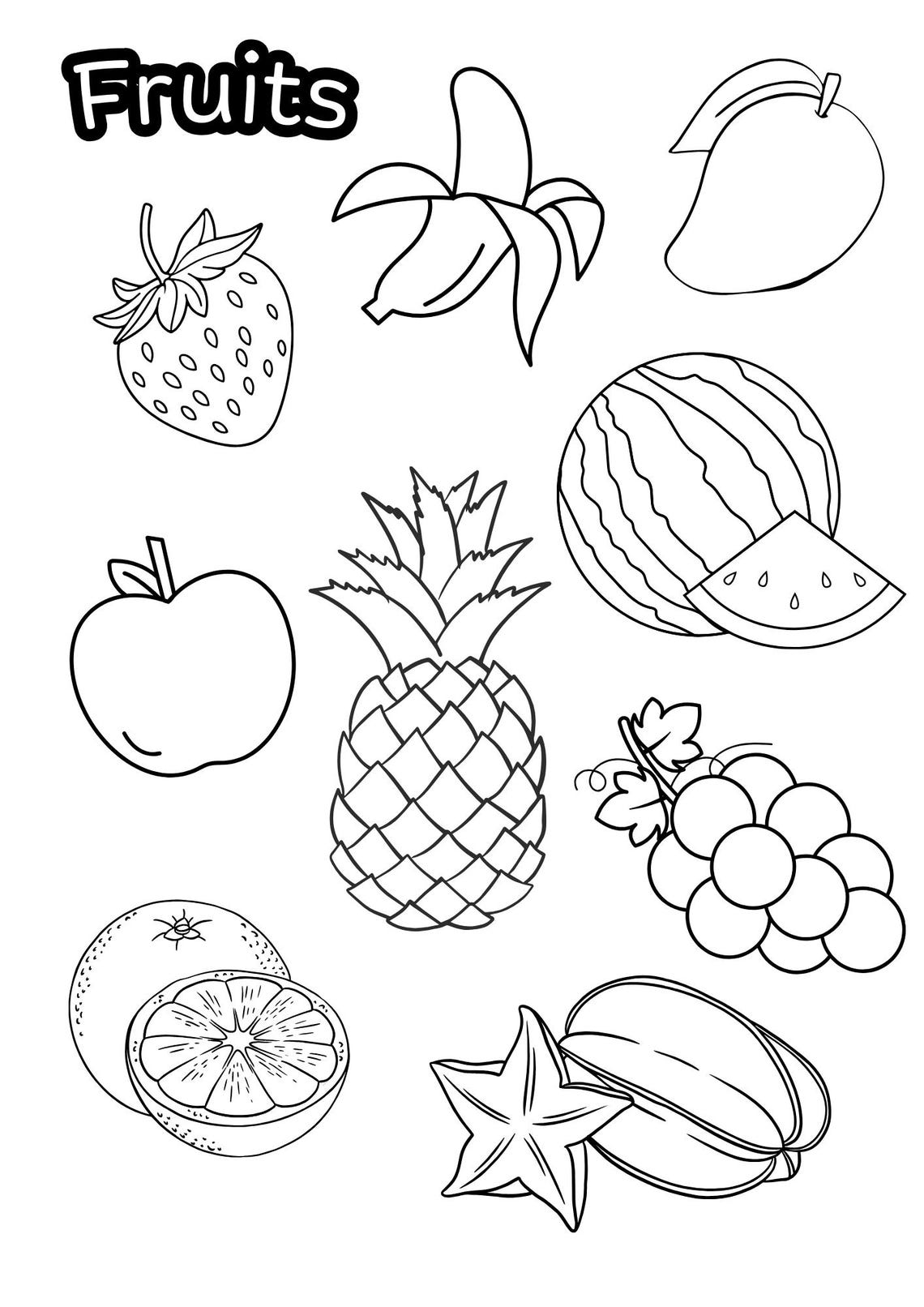 Food Coloring Pages for Kids - Etsy