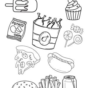 Food Coloring Pages for Kids - Etsy