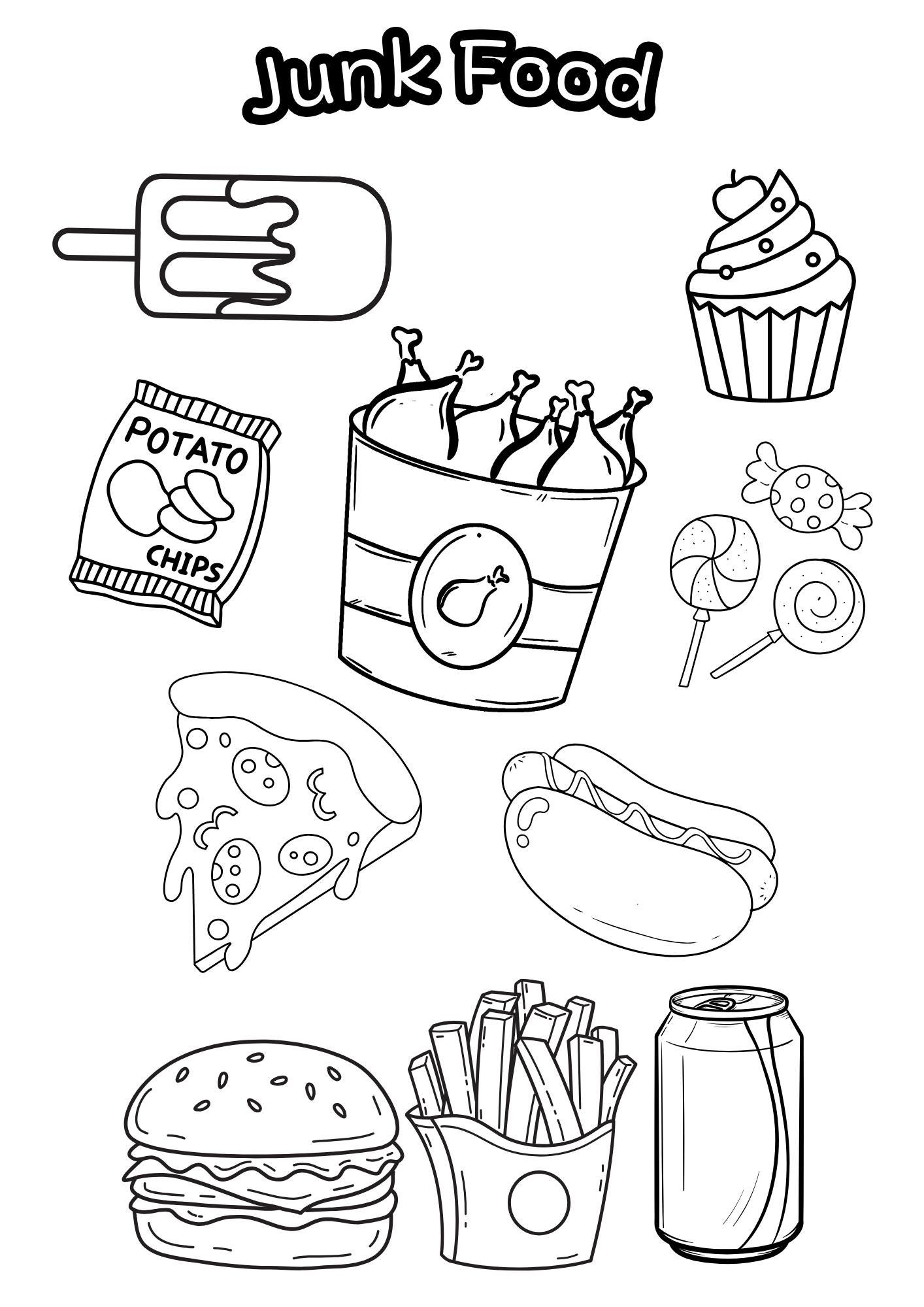 Food Coloring Pages for Kids - Etsy