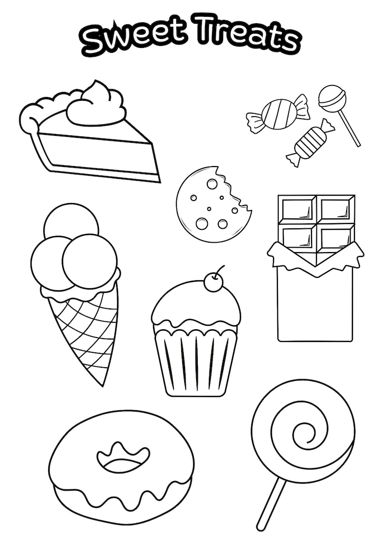 Food Coloring Pages for Kids - Etsy