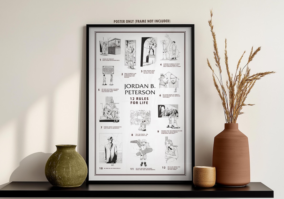 Epic 12 Rules for Life Poster, Jordan Peterson Wall Art, Motivational ...