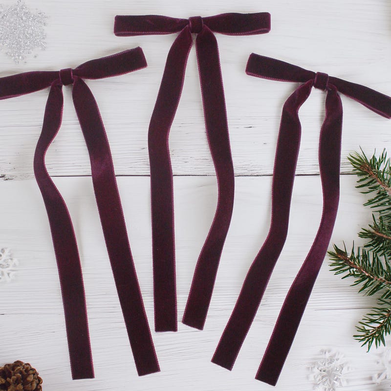 Red Velvet Bow on Ribbon - Etsy UK