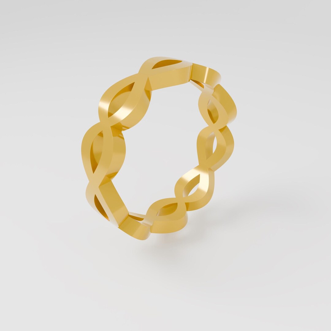 14k/18k Gold Infinity Loop Eternity Band – Dainty Openwork Stackable ...