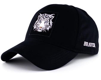 Fox Embroidery Cotton Fabric Baseball Cap, 5 Panel Baseball Hat, Men ...