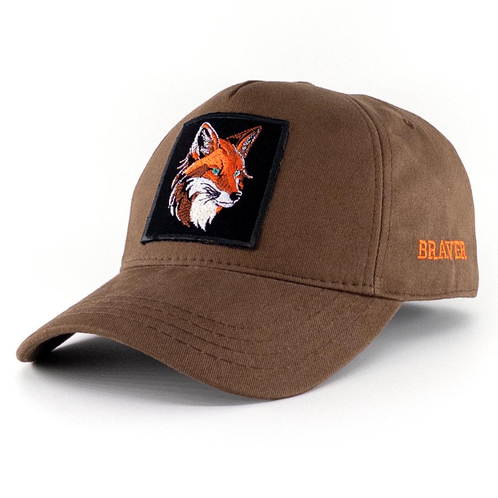 Fox Embroidery Cotton Fabric Baseball Cap, 5 Panel Baseball Hat, Men ...