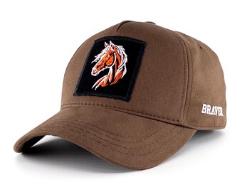 Fox Embroidery Cotton Fabric Baseball Cap, 5 Panel Baseball Hat, Men ...