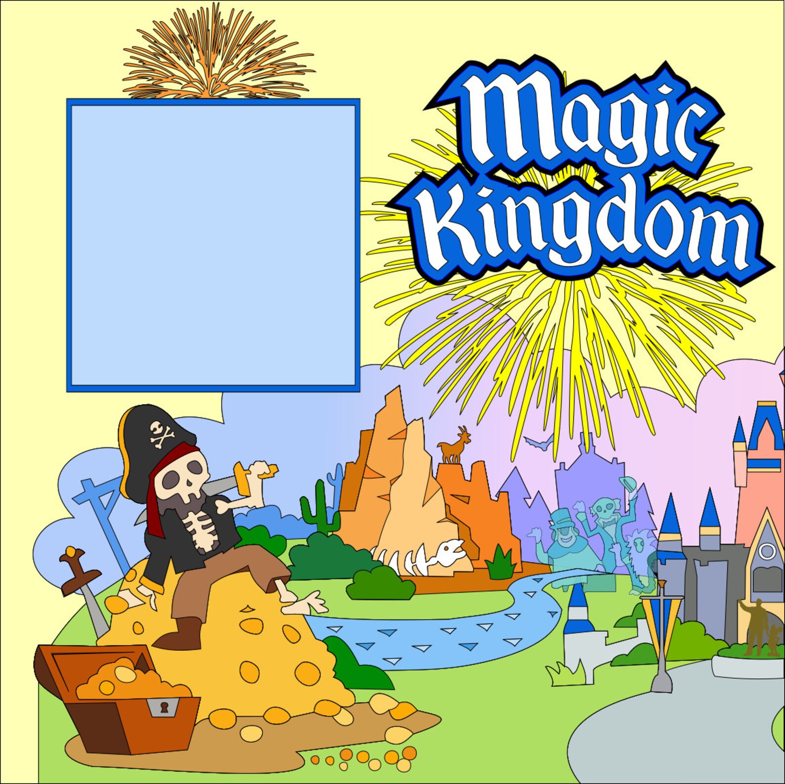 Magic Kingdom Icon Scrapbook 2 Page Layout. - Etsy