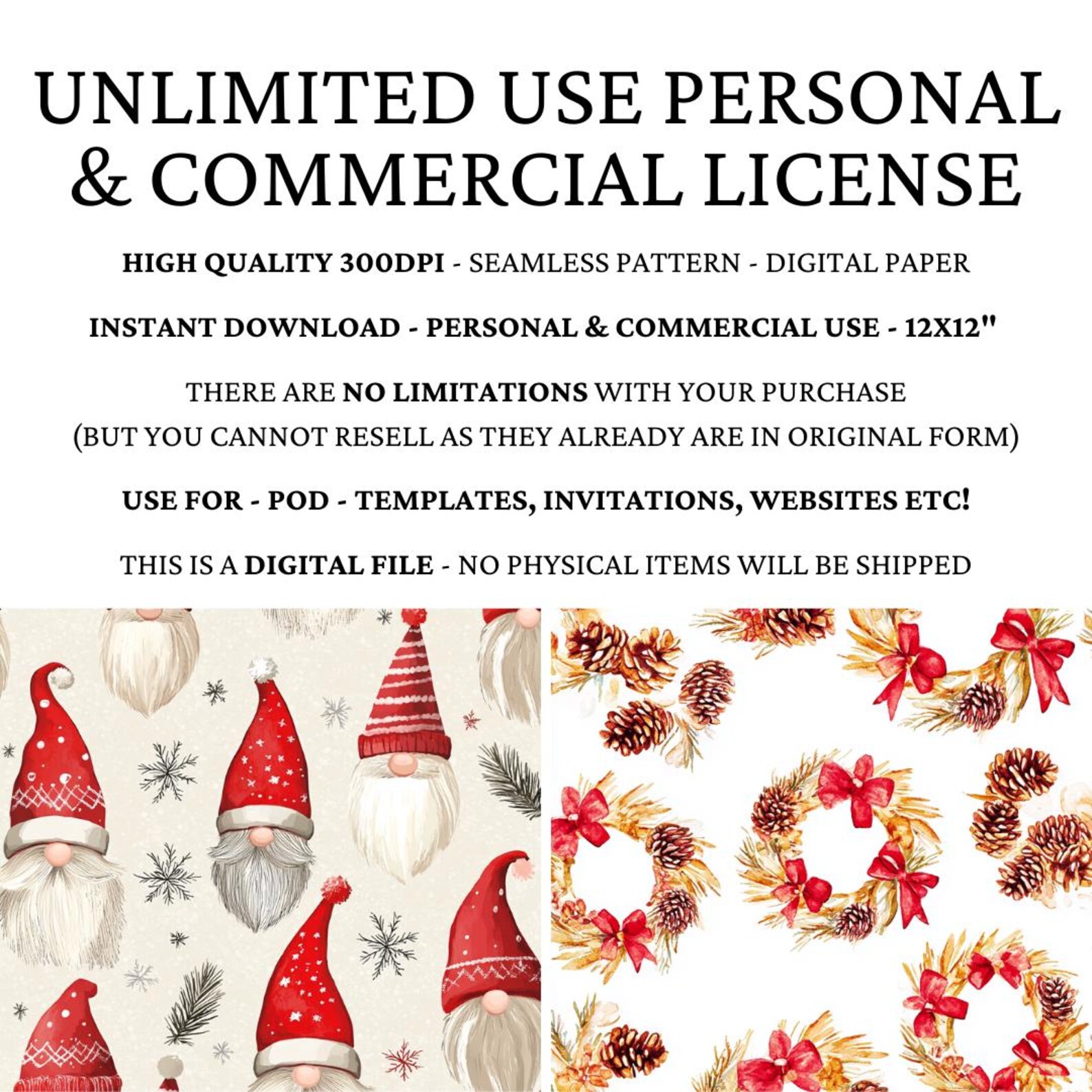 100 Red Christmas Digital Paper Set - Christmas Seamless Pattern ...