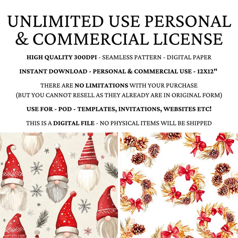 100 Red Christmas Digital Paper Set - Christmas Seamless Pattern ...